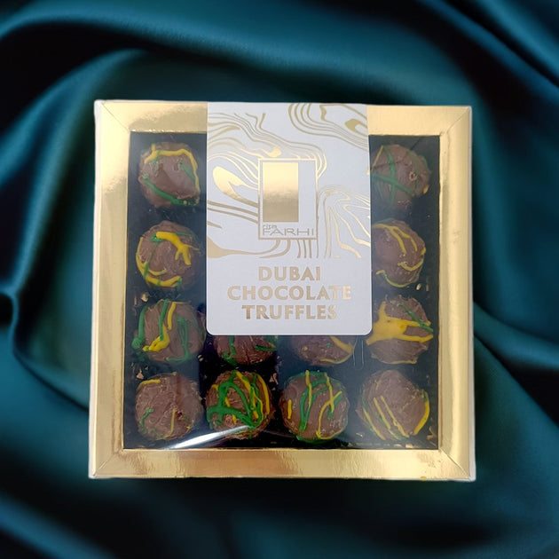 Dubai Chocolate Truffles with Pistachio Knafeh Luxury Gift Box, Palm ...